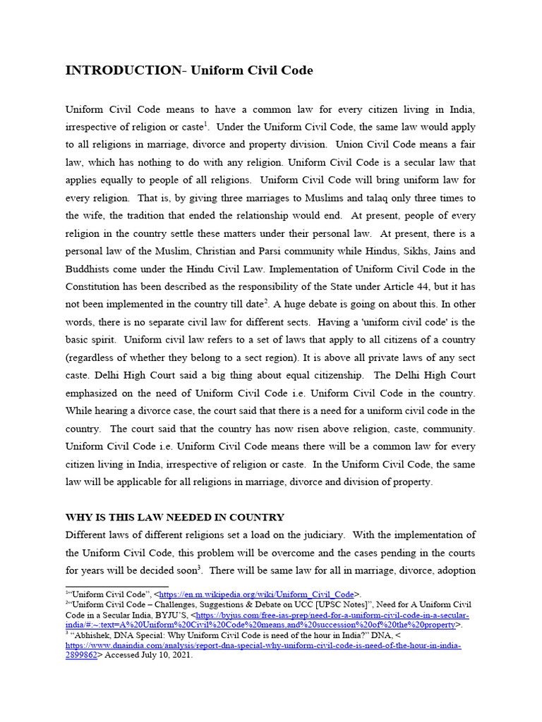 Uniform Civil Code | PDF | Justice | Crime & Violence
