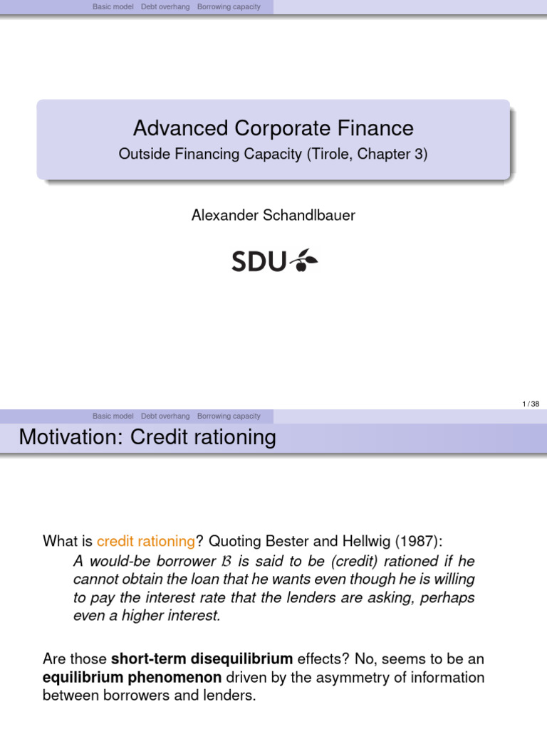Credit Rationing and Debt Overhang | PDF | Loans | Debt