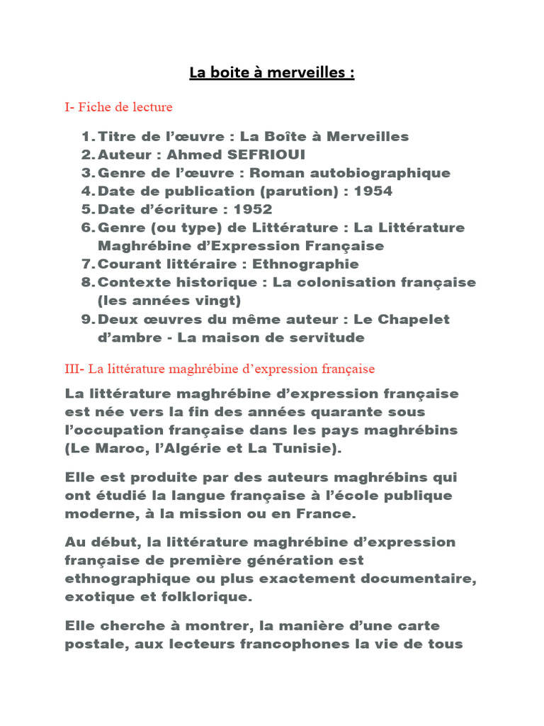 La Boite À Merveilles | PDF