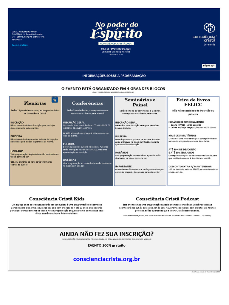 CC2024 Programacao Da Consciencia Crista 2024 2023.12.26 1 | PDF ...