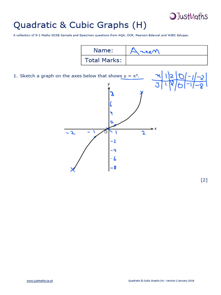 Algebra-H-Quadratic-Cubic-Graphs-v2 | PDF | Qualifications | United Kingdom