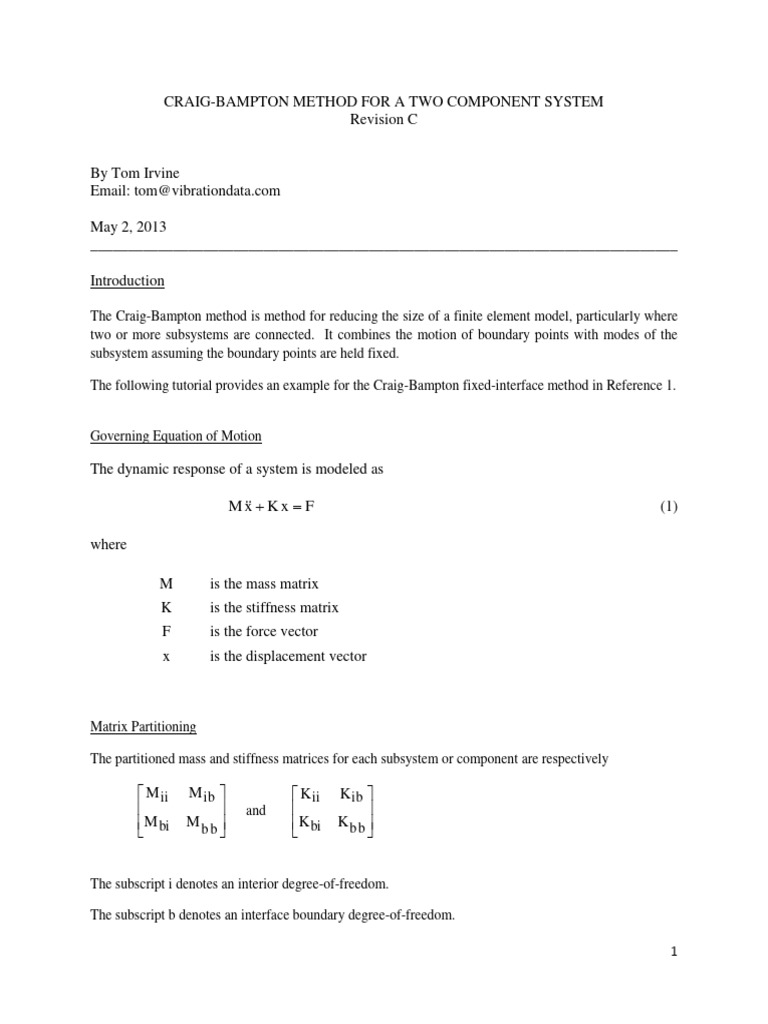 Engineers' Guide to Craig-Bampton Method | PDF | Matrix (Mathematics ...