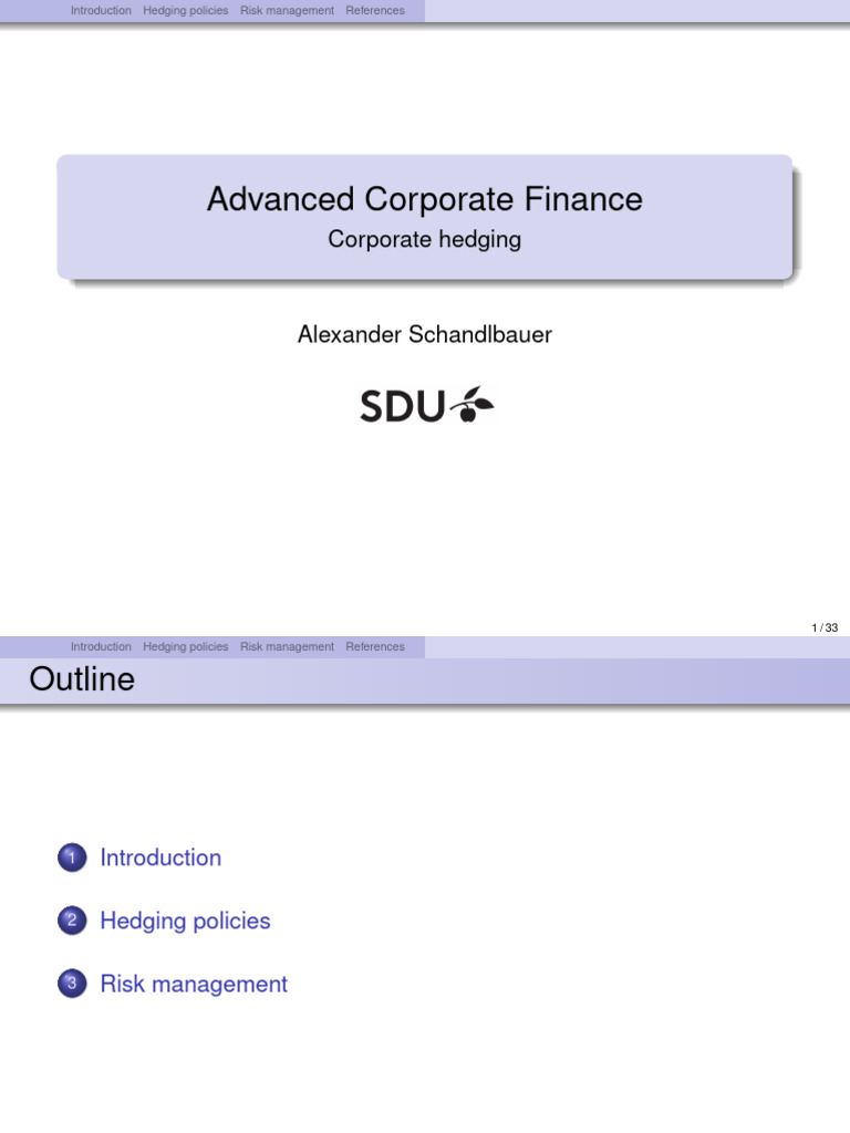 ACF L10 Hedging Handout | PDF | Financial Risk | Hedge (Finance)