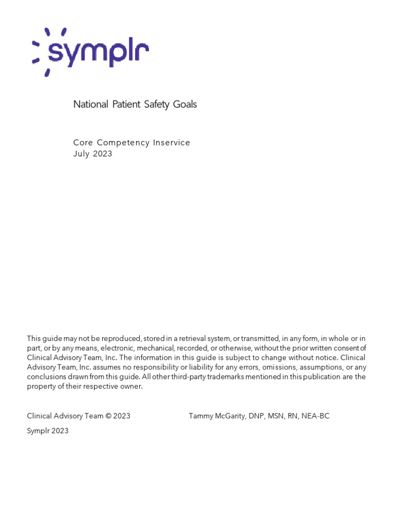 National Patient Safety Goals Allied Health Inservice July 2023 | PDF ...
