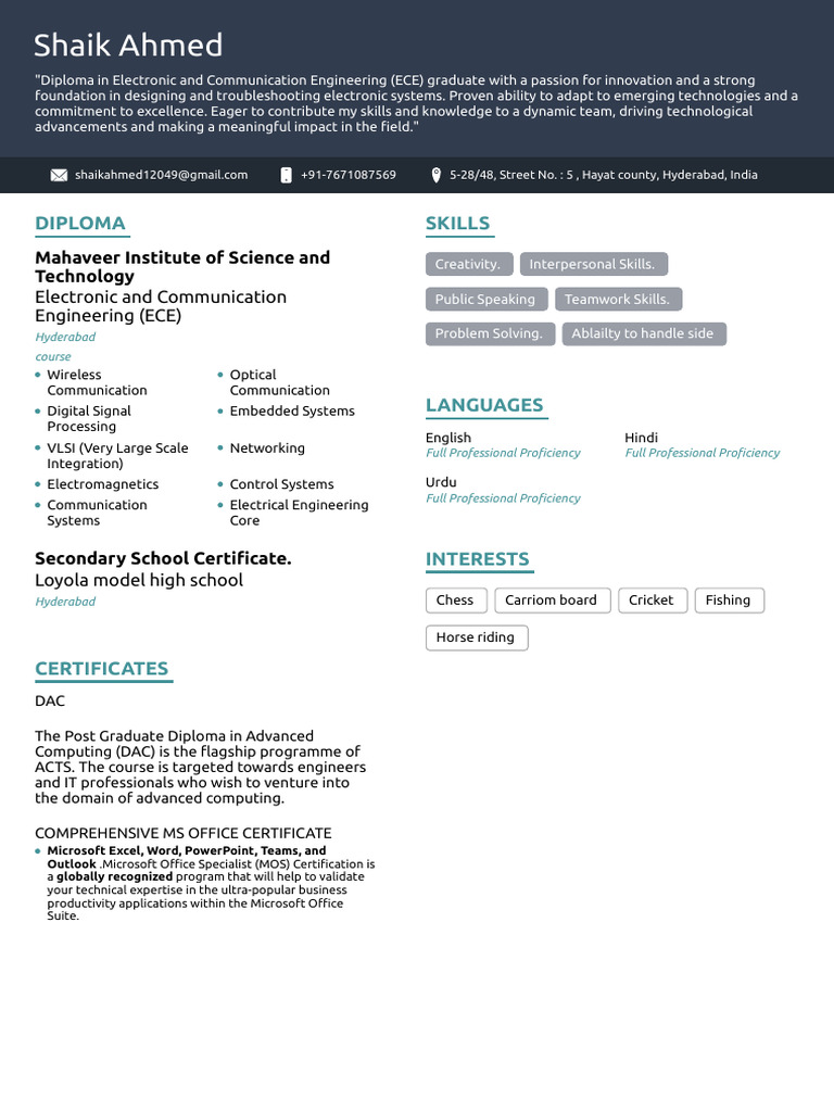 Shaik's Resume I | PDF