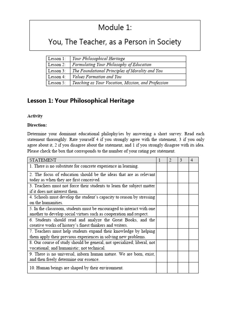 EDUC 122 - Lesson 1 to 5 | PDF | Learning | Philosophy Of Education