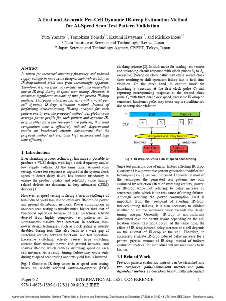 A Fast and Accurate Per-Cell Dynamic IR-drop Estimation Method For At ... A Fast and Accurate Per-Cell Dynamic IR-drop Estimation Method For At ...
