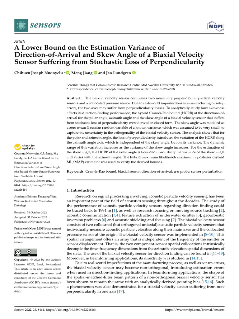 Sensors Pdf Estimation Theory Estimator
