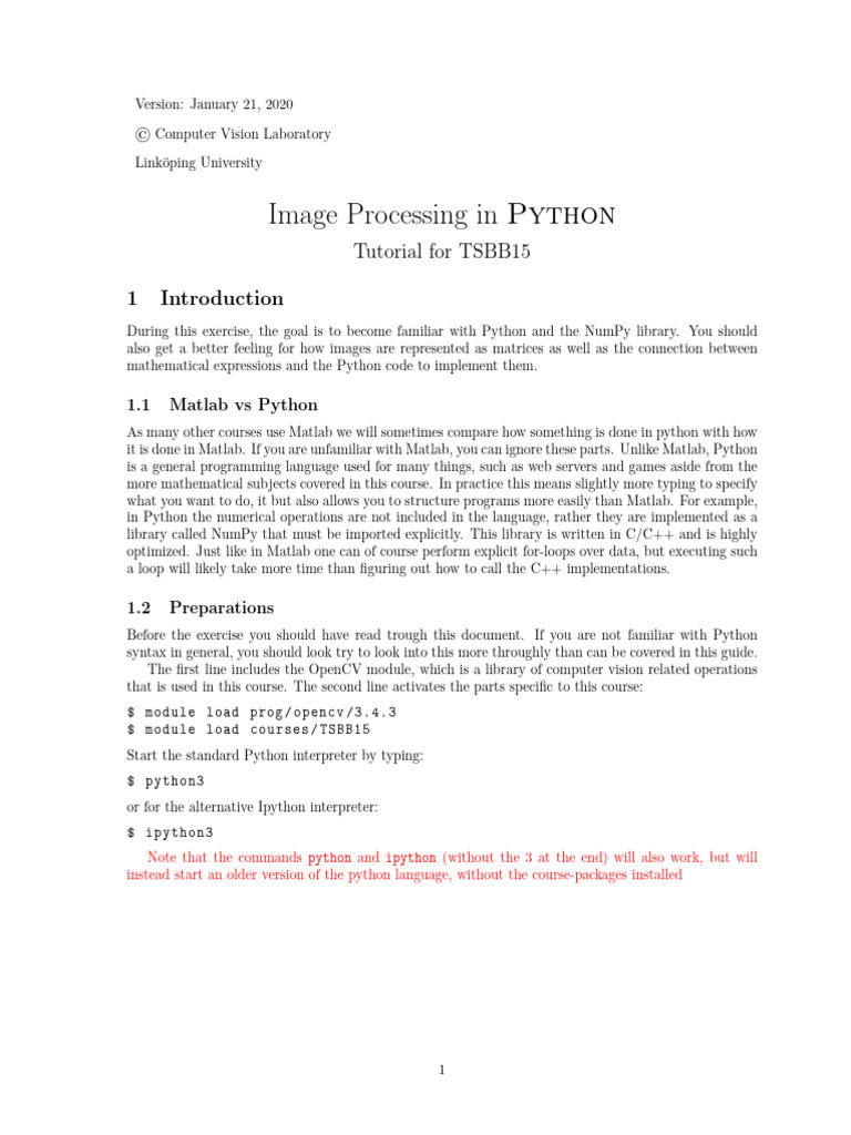 Lektion Python-Linkoping University | PDF | Python (Programming Language) | Matrix (Mathematics)