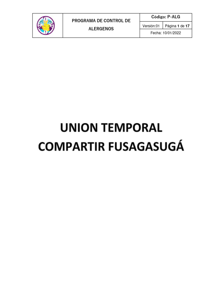 Plan De Control De Alergenos Pdf Alergia Leche
