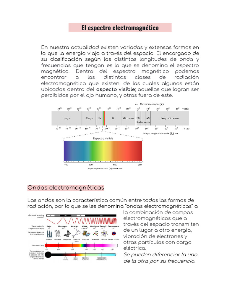 El espectro electromagnético | PDF | Espectro electromagnético | Radiación electromagnética