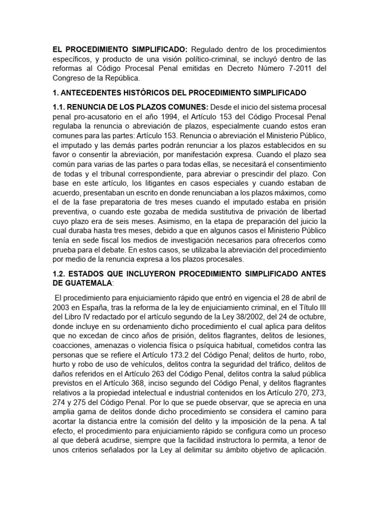 Procedimiento Simplificado Penal | PDF | Fiscal | Procedimiento Criminal