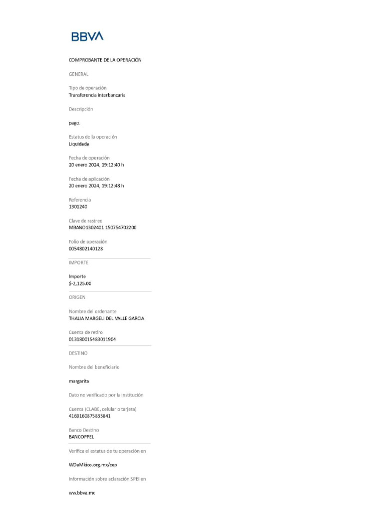 Comprobante Bbva | PDF Comprobante Bbva | PDF