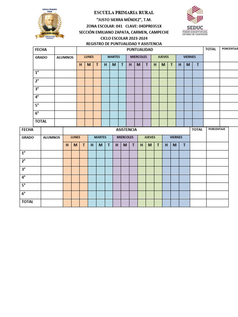 Tabla de Puntualidad y Asistencia General | PDF