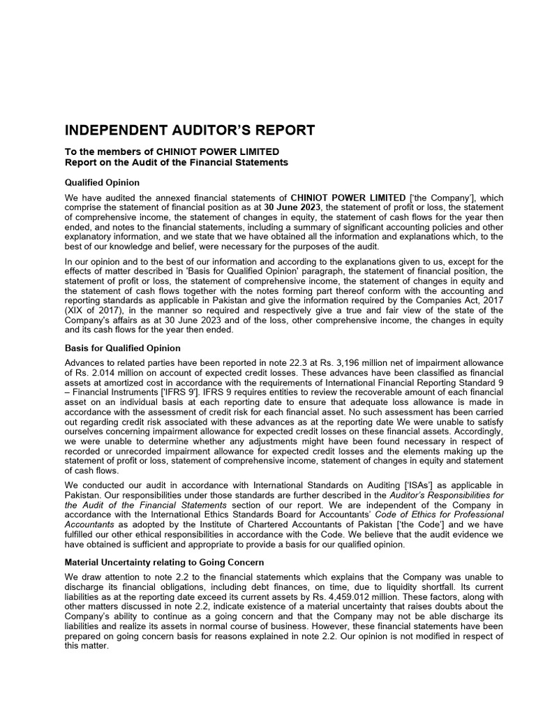 Audit Report 2023 - Qualified | PDF
