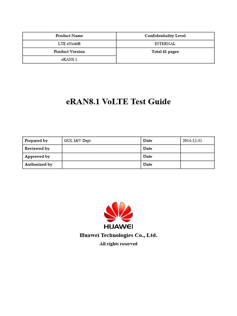 ATP - eRAN8.1 VoLTE Test Guide | PDF | Computer Networking | Electronics