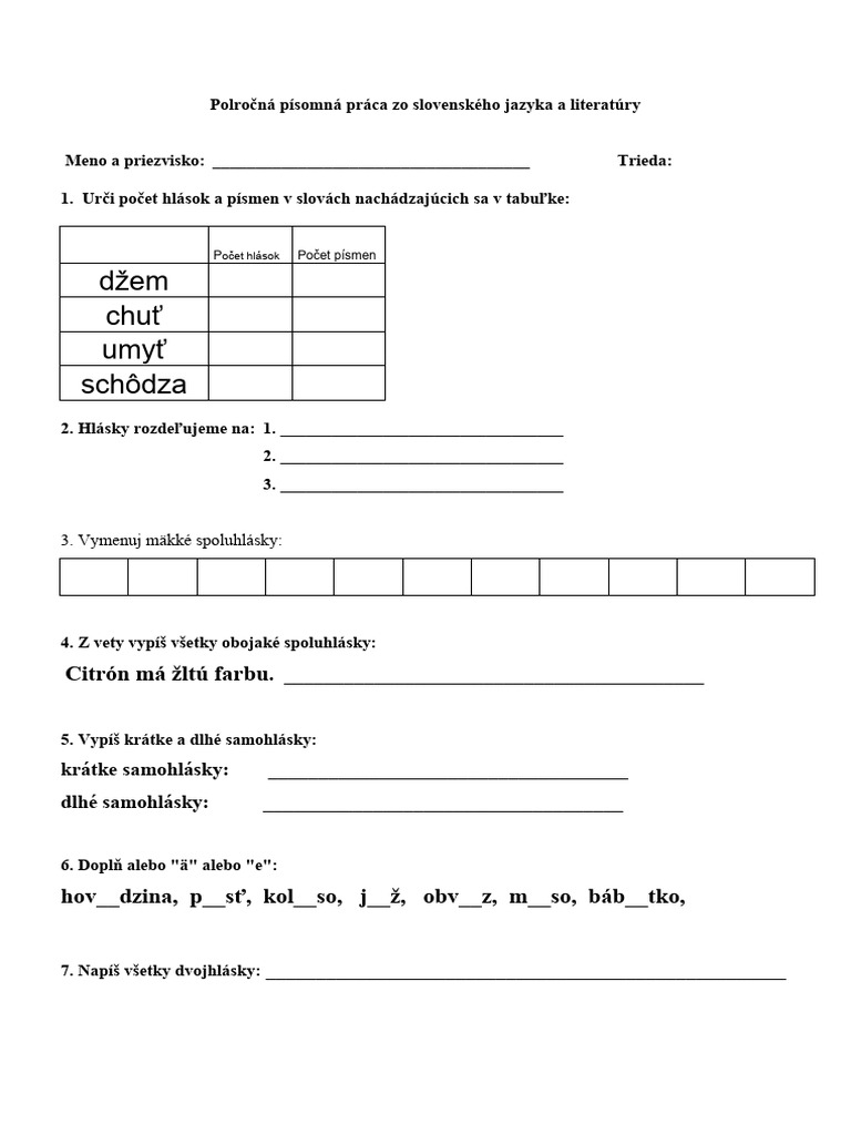 Polrocna - Pisomna - Praca - Zo - Slovenskeho - Jazyka - A - Literatury ...