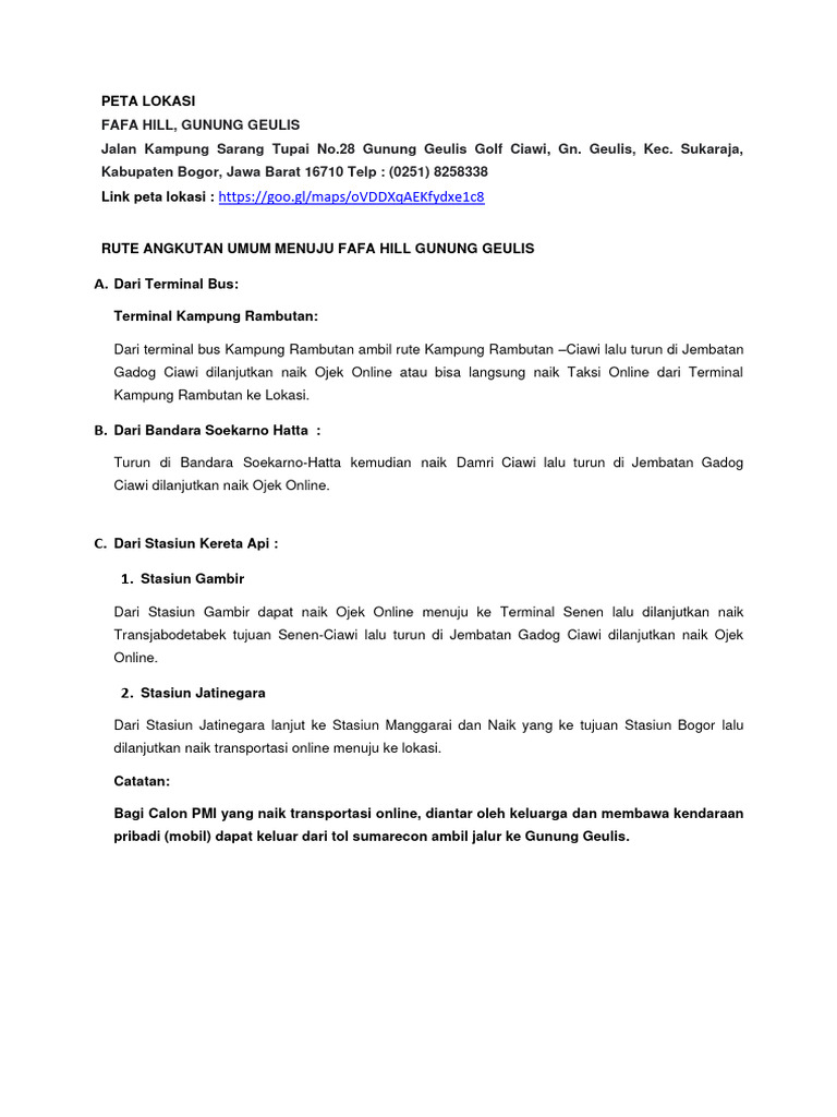 Data 03-09-2022 02 PETA LOKASI BOGOR 2 - FAFA HILL | PDF