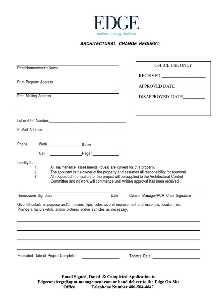 11.16.22 NRT Revised Edge - Architectural Request Form | PDF
