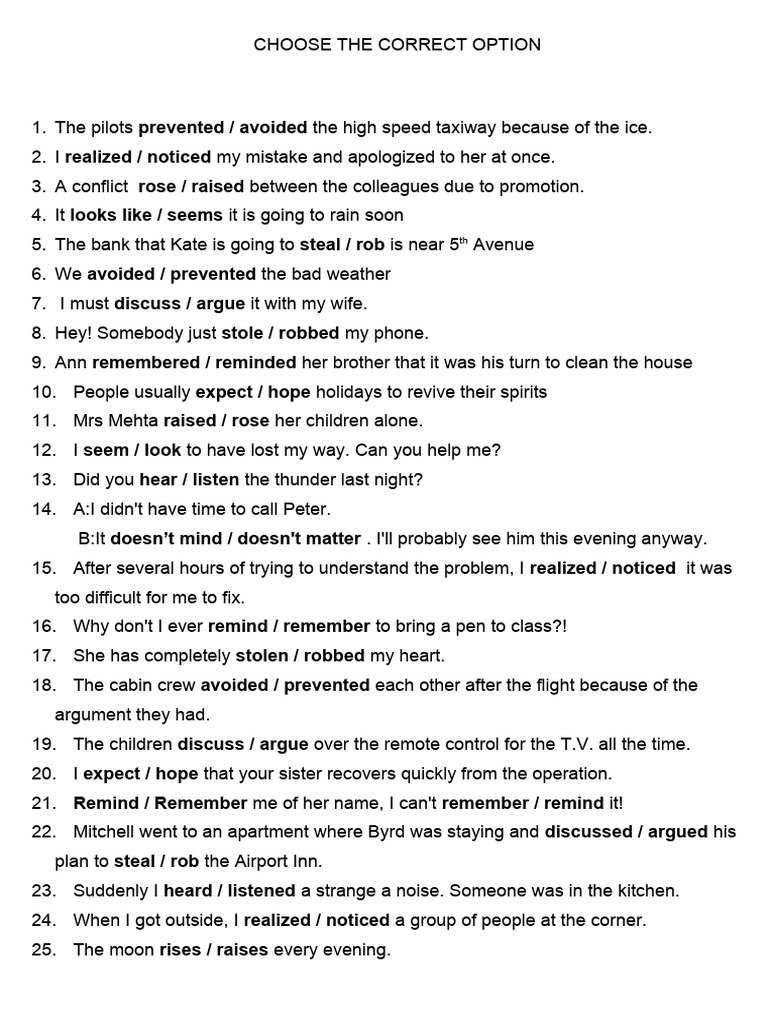 Confusing Verbs | PDF