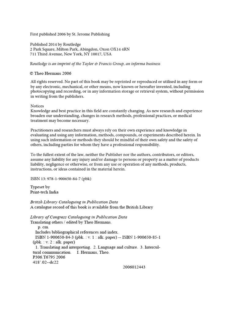 Tymoczko, Maria. 2006. Reconceptualizing Translation Theory... | PDF ...