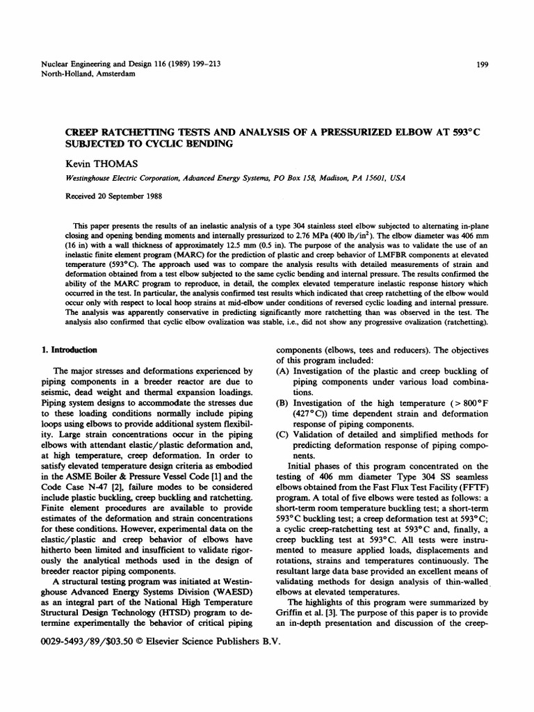 1989-116-199-213-K Thomas-Elbow, Creep, Cyc | PDF | Deformation ...
