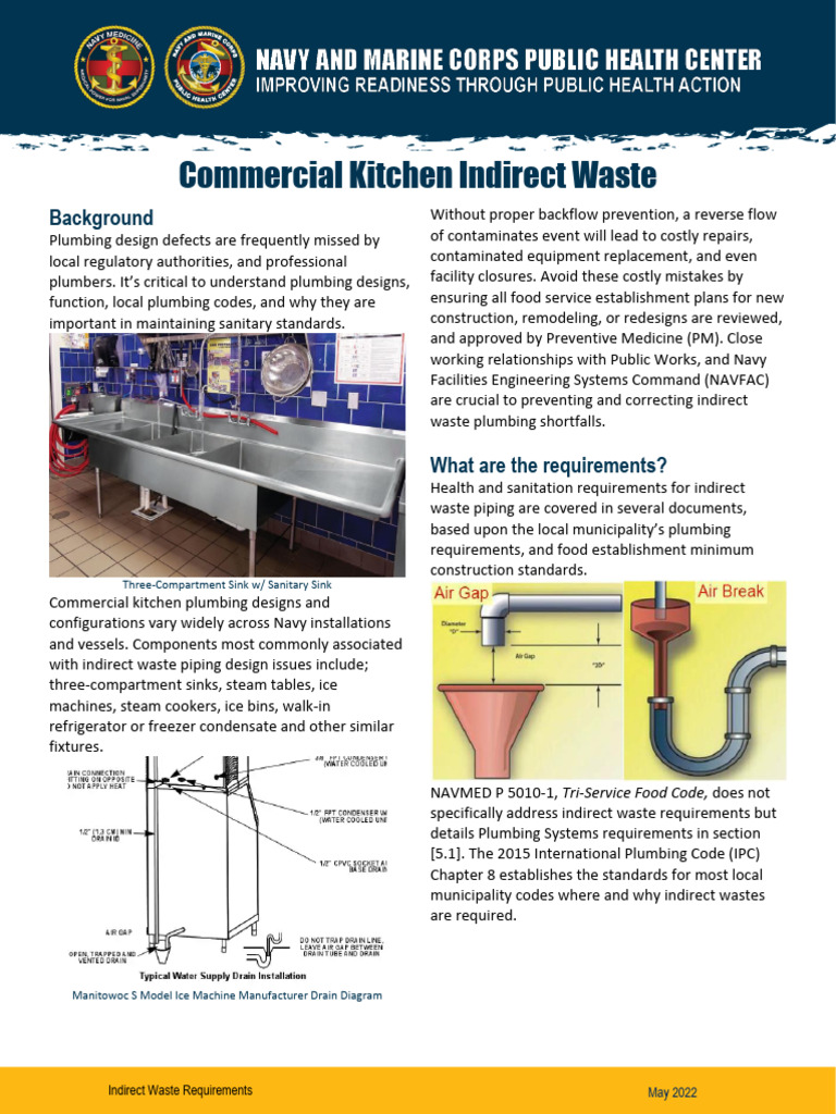 Com Kitchen Plumbing Indirect Waste Fact Sheet 2205 | PDF | Plumbing ...