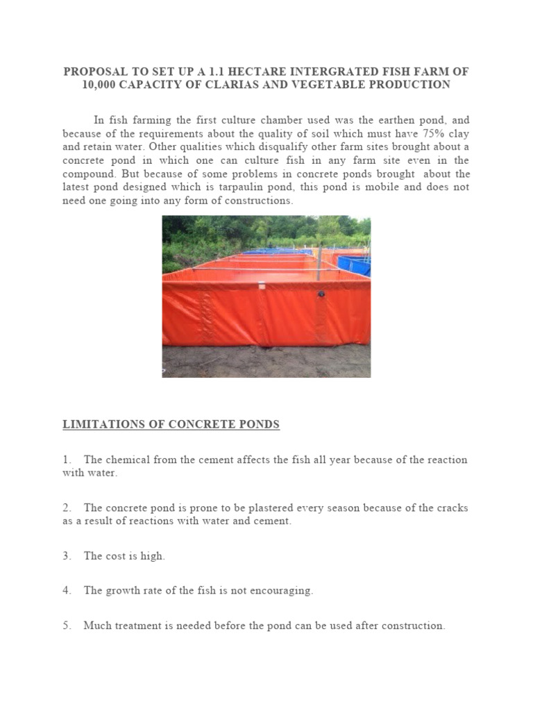 Integrated Fish Farming Proposal | PDF | Pond | Food Industry
