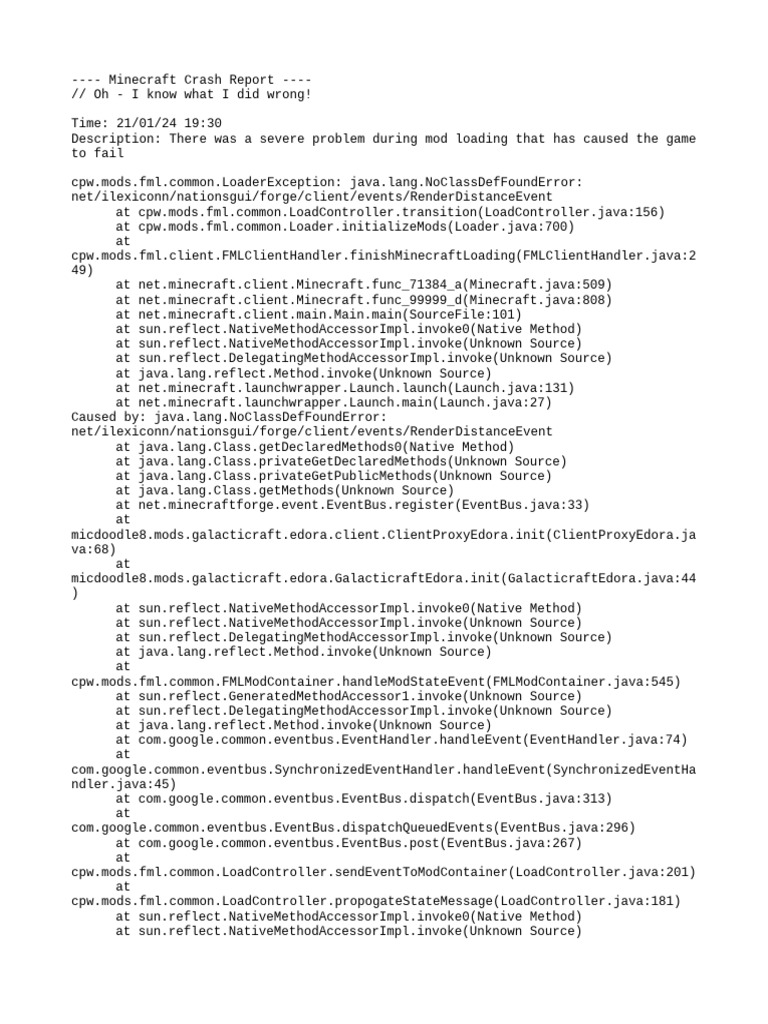 Minecraft Mod Loading Crash Report | PDF | Java Virtual Machine | Computer Science