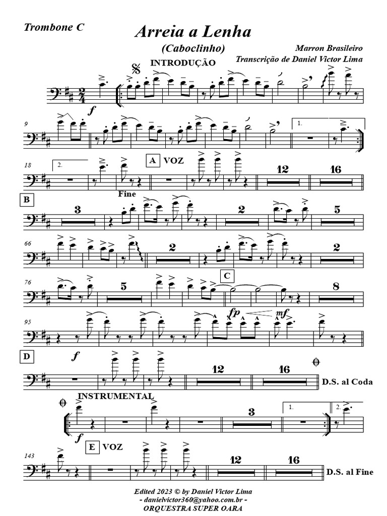 ARREIA A LENHA - Trombone C | PDF | Languages Of The United Kingdom ...