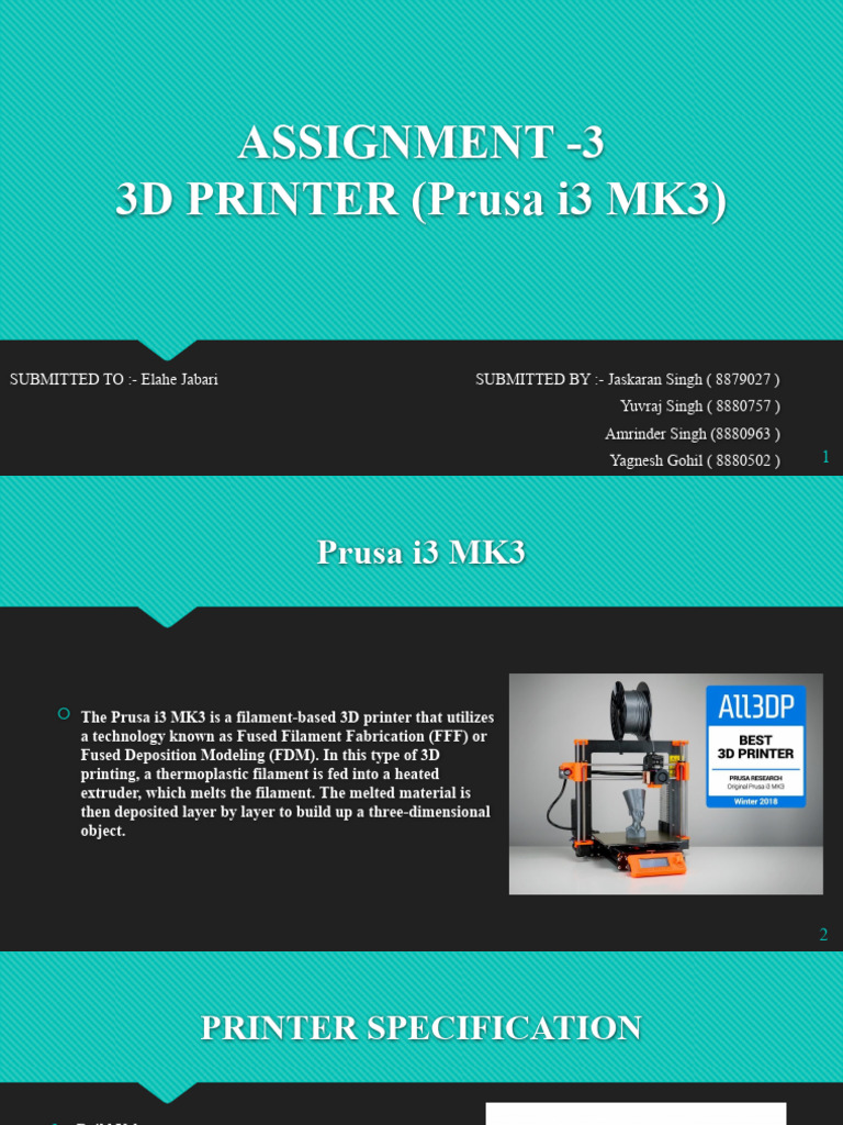 Group 5 - Prusa I3 MK3 | PDF | 3 D Printing | Building Materials