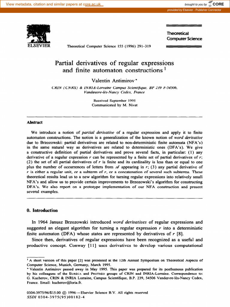 Partial Derivatives of Regular Expressions and Finite Automaton ...
