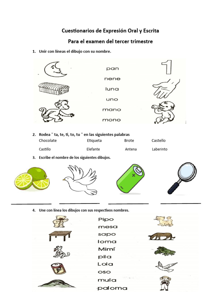 Cuestionarios de Expresión Oral y Escrita Silvia P | PDF