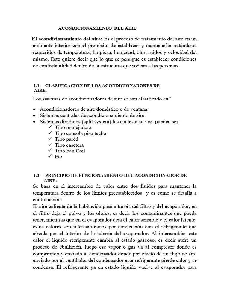Acon Amiento Del Aire | PDF | Aire acondicionado | Calor