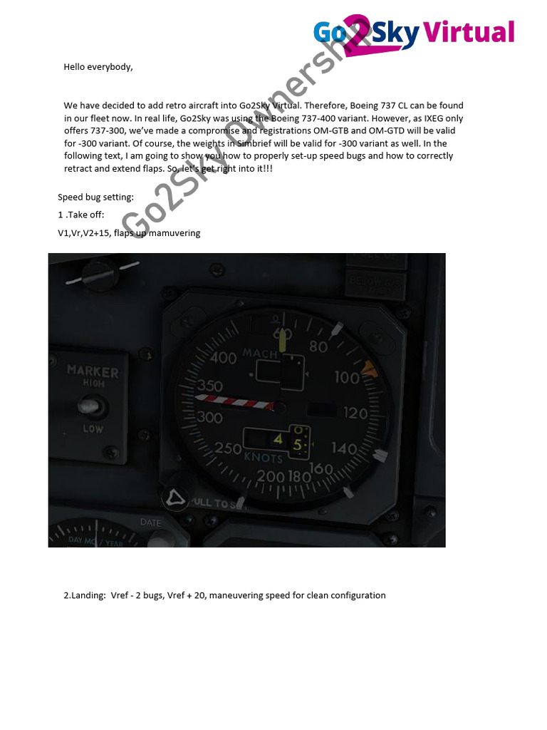 Boeing 737 CL Operations Setup Guide | PDF
