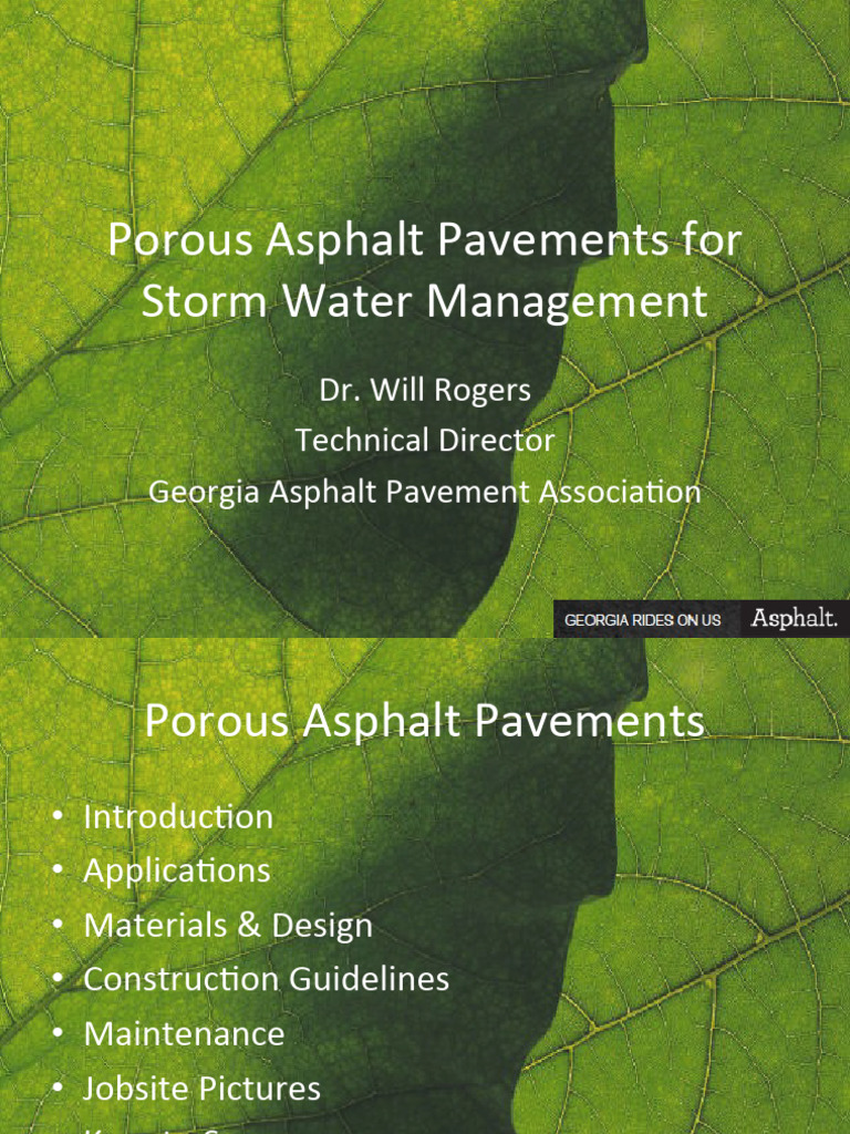 Porous Asphalt for Stormwater Management | PDF