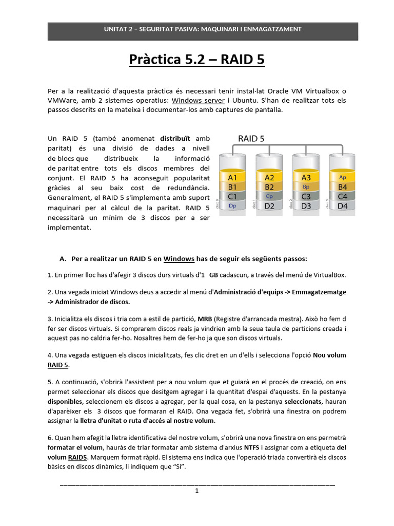 Ud2 Pràctica 5.2 - Raid5 | PDF