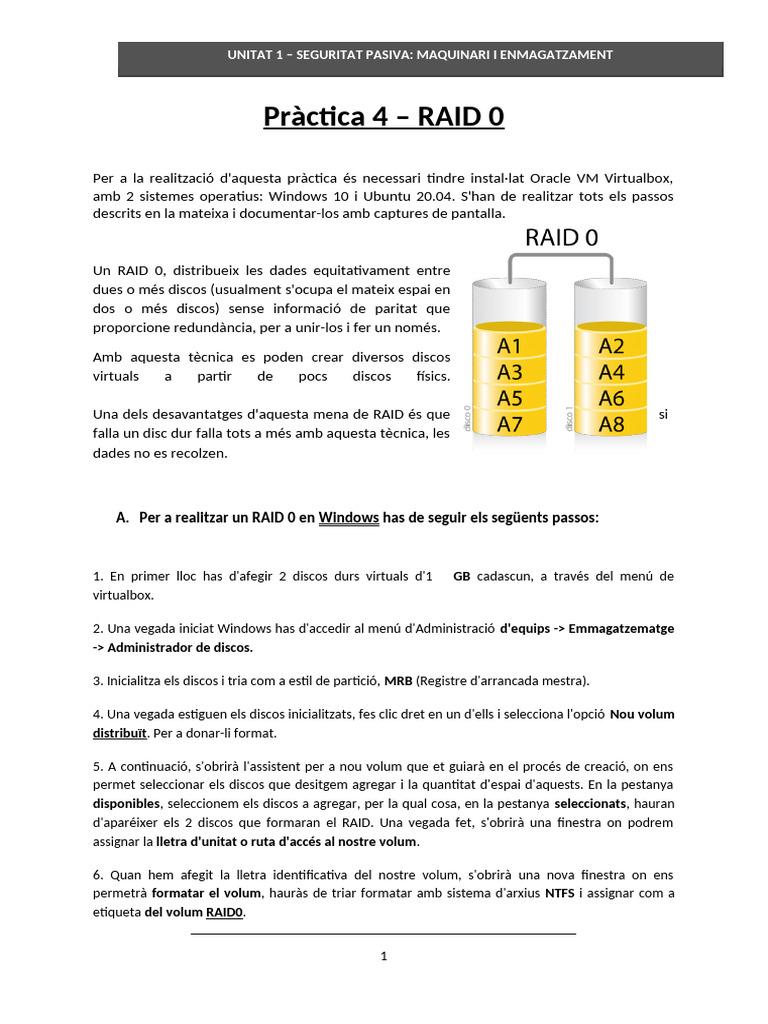 UD2 PRACTICA 4 - RAID0 | PDF
