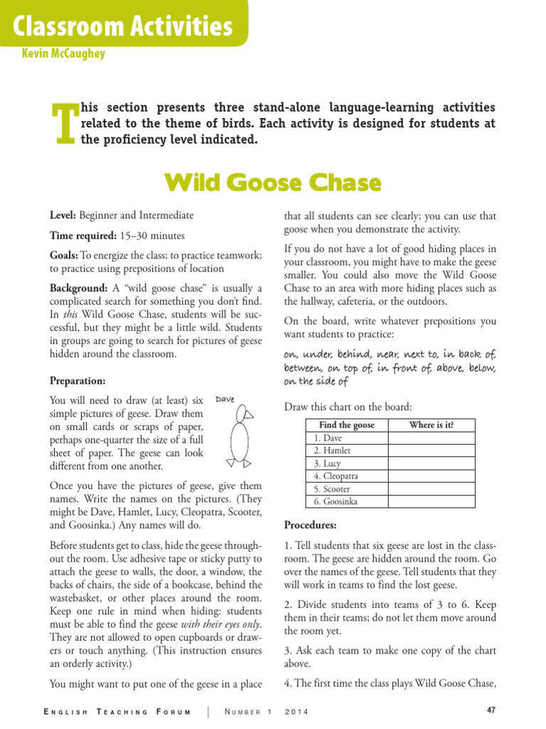 Classroom - Activities Ideas ? | PDF | Goose | Classroom