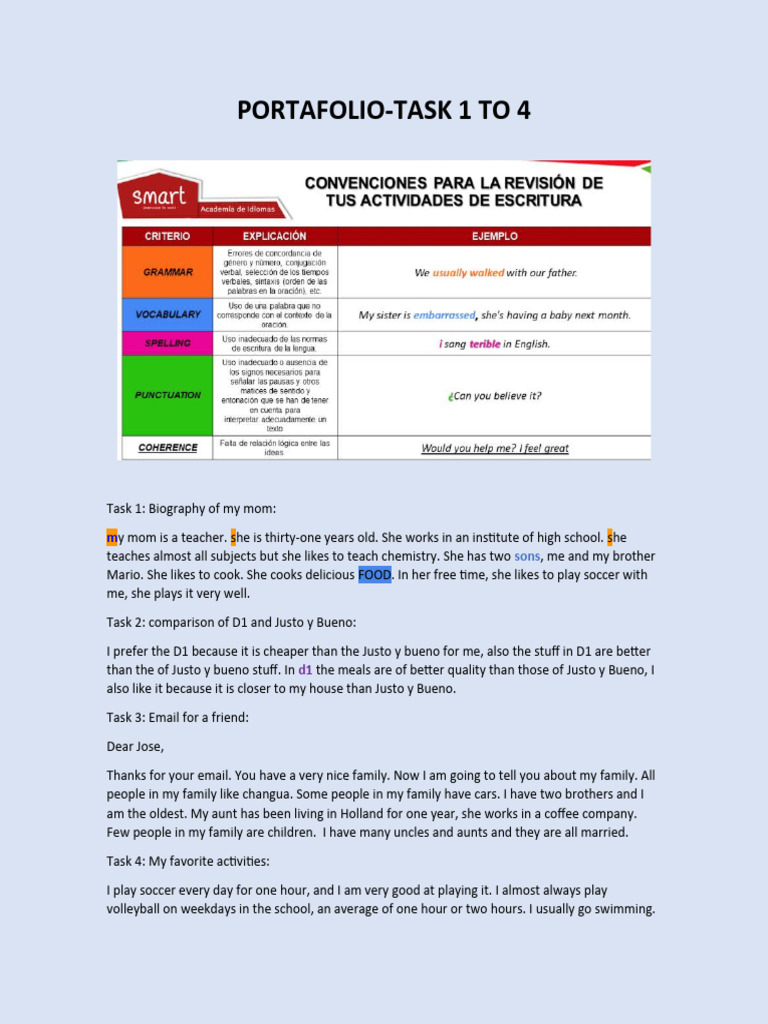Personal Portfolio: Tasks 1-4 Summary | PDF