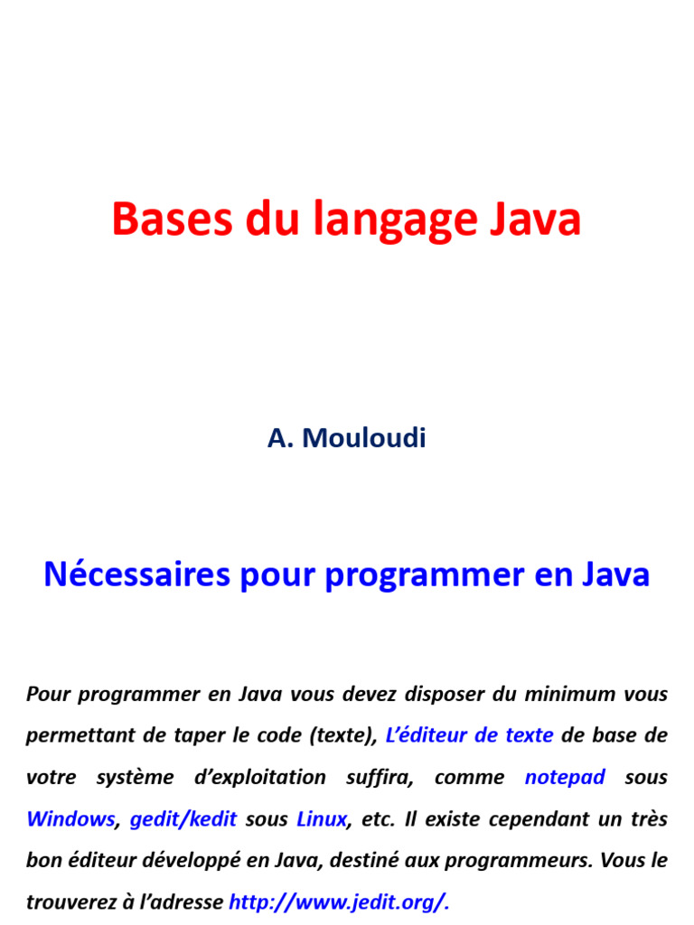 Chap 2 Bases Du Langage Java | PDF | Java (Langage de programmation ...
