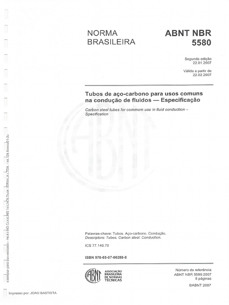 Abnt NBR 5580 - 2007 | PDF