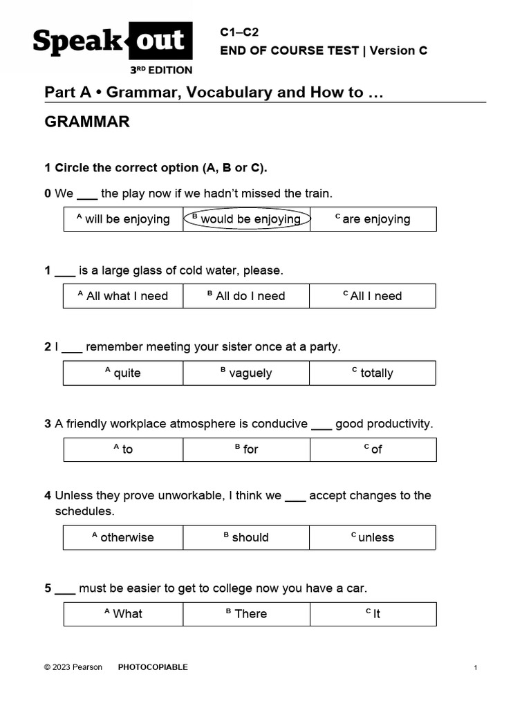 SO3 C1-C2 End of Course Test U1-8C | PDF