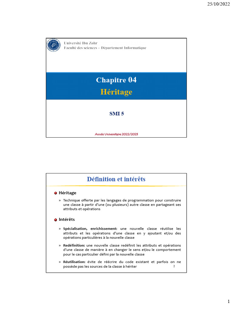 Ch04 Héritage | PDF | Classe (informatique) | Constructeur (programmation)