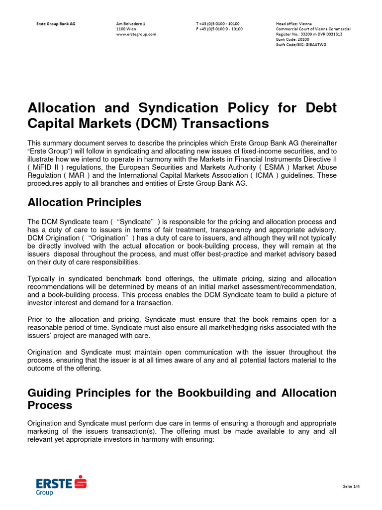 DCM Syndication and Allocation Policy | PDF | Conflict Of Interest ...