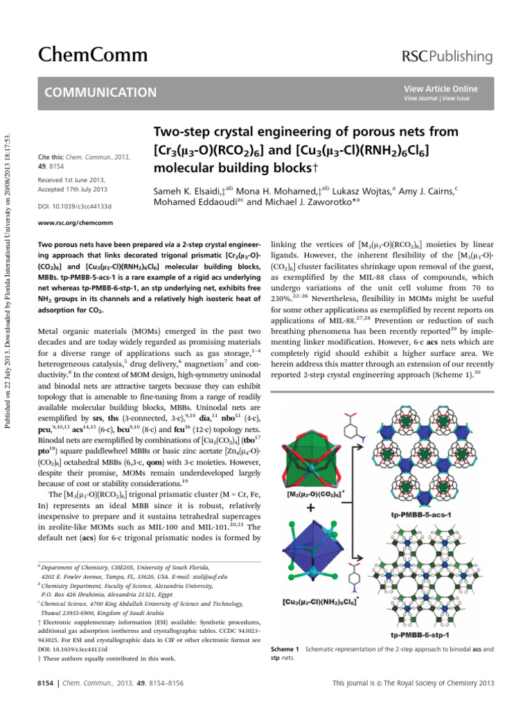 Chemcomm: Communication | Download Free PDF | Adsorption | Chemistry