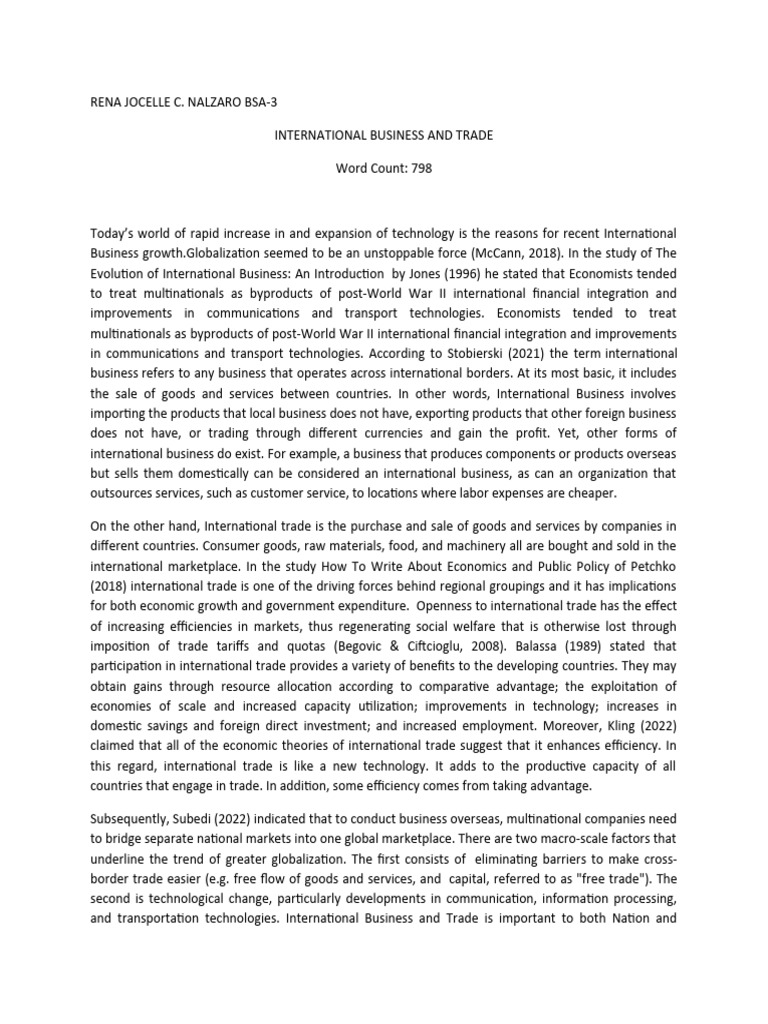 International Business | PDF | Globalization | Economics