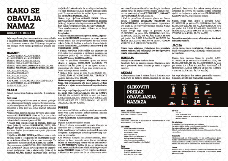 Kako Se Klanja Namaz (A4 Obostrani) | PDF
