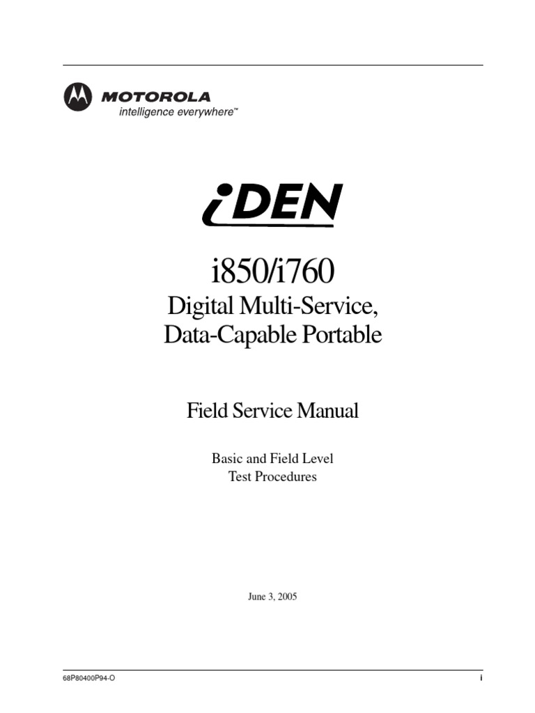 Motorola I760, iDEN I850 Field Service Manual | PDF | Radio | Airbag