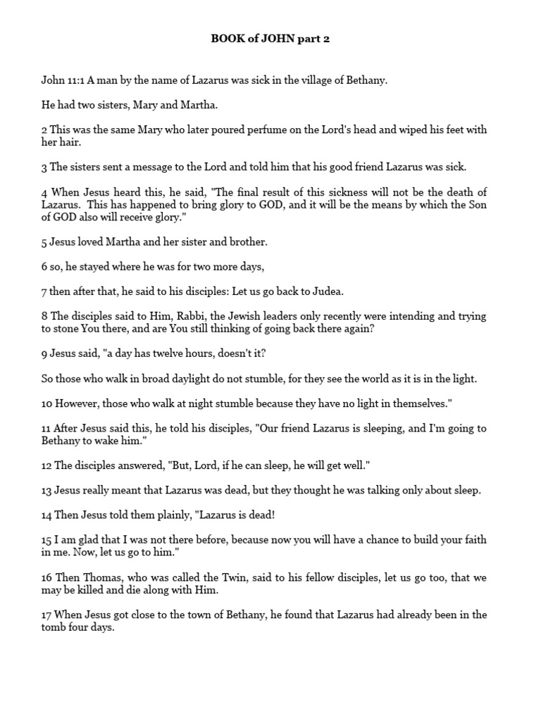 Book of John Part 2 | PDF | Jesus | Lazarus Of Bethany